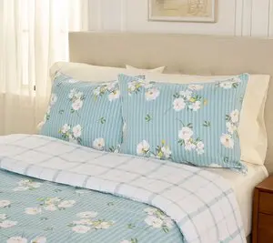 HOME REFLECTIONS As Is Floral Stripe Sham & Comforter-queen - One-color