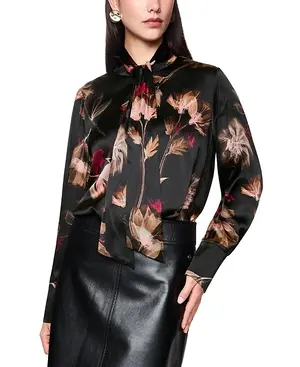 MARC CAIN Floral Print Turtleneck Blouse