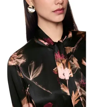 MARC CAIN Floral Print Turtleneck Blouse