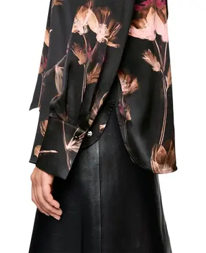 MARC CAIN Floral Print Turtleneck Blouse