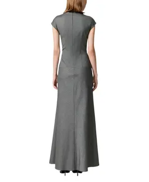 NOCTURNE Button Accent High Neck Maxi Dress