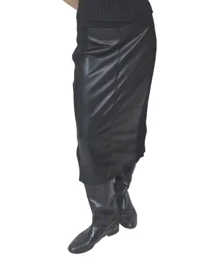 Central Park West Leather Combo Skirt