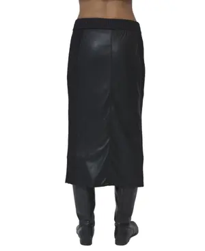 Central Park West Leather Combo Skirt