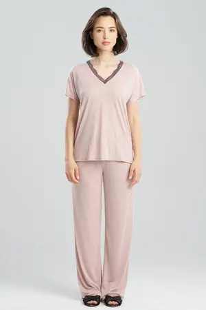 Natori Dhalia Knit Jersey Lace Short Sleeve Pj - Pink