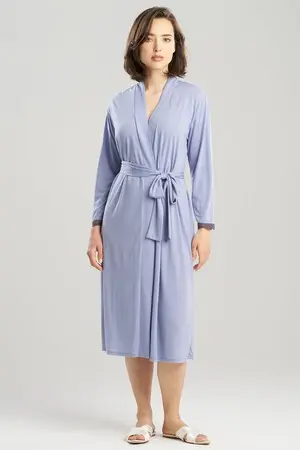 Natori Dhalia Knit Jersey Lace Robe - Blue / Multicolor