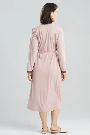 Natori Dhalia Knit Jersey Lace Robe - Pink