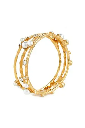KENNETH JAY LANE Triple Bangle Bracelet Set - Gold