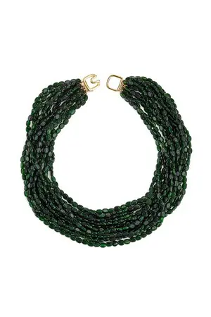 KENNETH JAY LANE Twelve Row Emerald Bead Necklace