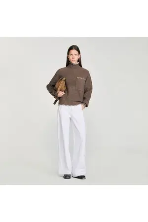 Sandro Oversized Turtleneck Sweater - Brown