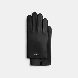 COACH Leather Tech Gloves - Black