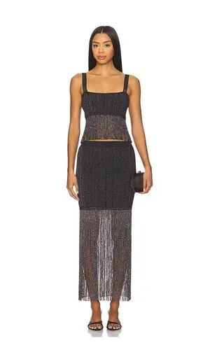Saylor Fia Metallic Fringe Set - Black