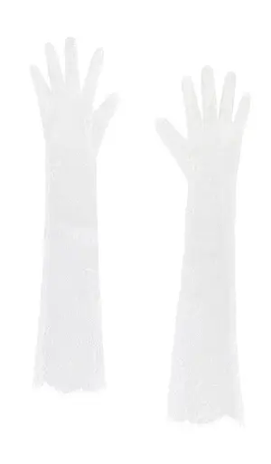 PETIT MOMENTS Lace Opera Gloves - White