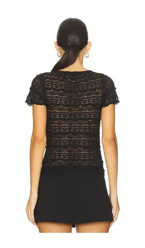 Free People Angelina Lace Tee - Black