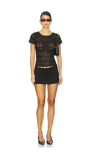 Free People Angelina Lace Tee - Black