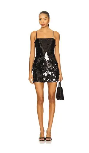 MORE TO COME Yarina Mini Dress Sequined Mesh - Black