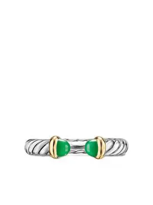 David Yurman Petite Cable Onyx Ring - Silver