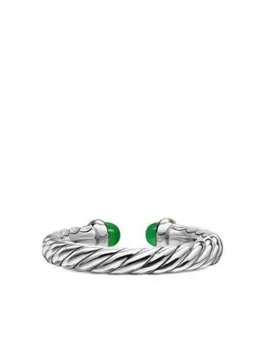 David Yurman Sterling And 14k Yellow Gold Petite Cable Onyx Ring