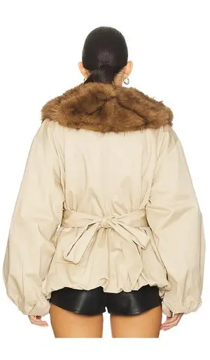 ROTATE BY BIRGER CHRISTENSEN Donatella Faux Fur Trim Short Jacket - Cement