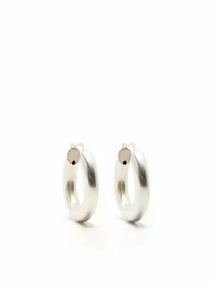 JIL SANDER Engraved-logo Hoop Earrings - Silver