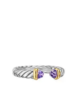 David Yurman Sterling And 14k Yellow Gold Amethyst Ring - Silver