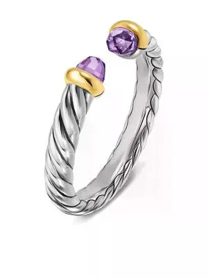 David Yurman Sterling And 14k Yellow Gold Amethyst Ring