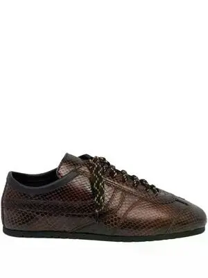 Dries Van Noten Snakeskin Effect Leather Sneakers - Brown