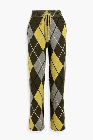 THE ELDER STATESMAN Argyle Intarsia Cashmere Track Pants