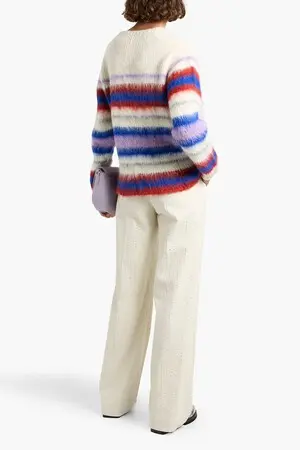 THE ELDER STATESMAN Thistle Vineyard Striped Alpaca-blend Sweater