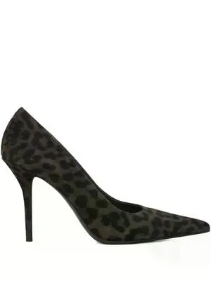 POTAMY 105mm Leopard-print Suede Pointed Toe Heeled Pumps