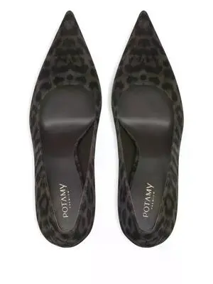 POTAMY 105mm Leopard-print Suede Pointed Toe Heeled Pumps