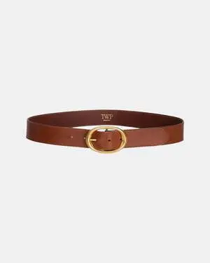 TWP Wide Leather Belt - Cognac