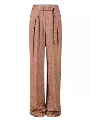 Dries Van Noten Belted Jacquard Trousers - Orange
