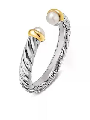David Yurman Petite Cable Pearl Ring - Silver