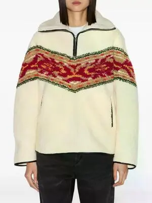 MARANT ETOILE Marner Graphic-stripe Fleece Sweater - Neutrals