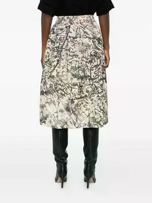 TALKING WALLS Corduroy Printed Midi Skirt