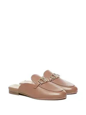 Liu Jo Leather Flat Mules With Logo Detail