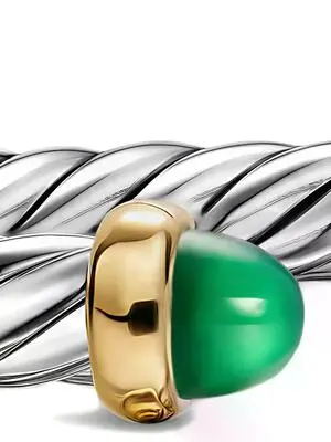 David Yurman Sterling And 14k Yellow Gold Cable Flex Onyx Bracelet - Silver