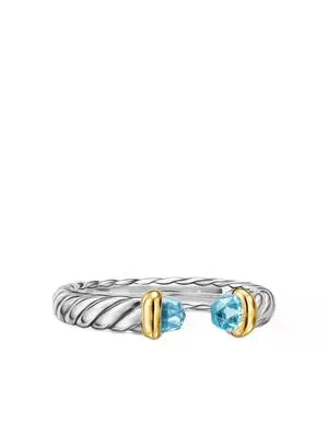 David Yurman Petite Cable Topaz Ring - Silver