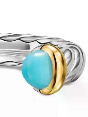 David Yurman Petite Cable Turquoise Ring - Silver