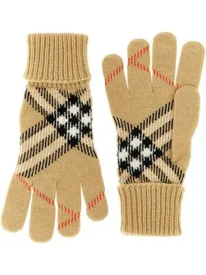 BURBERRY Check Cashmere Gloves
