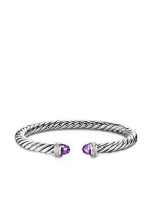 David Yurman Sterling Cable Flex Bracelet With Amethyst And Diamonds - Silver