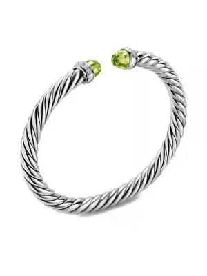 David Yurman Sterling Cable Flex Bracelet With Peridot And Diamonds - Silver