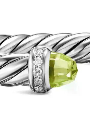 David Yurman Sterling Cable Flex Bracelet With Peridot And Diamonds - Silver