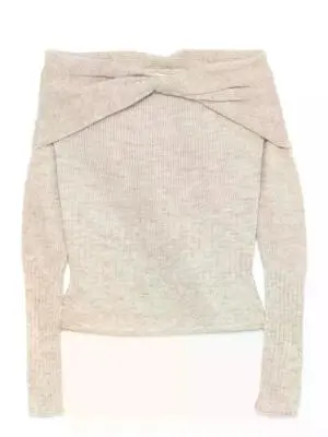 REFORMATION Twist Neckline Sweater - Neutrals