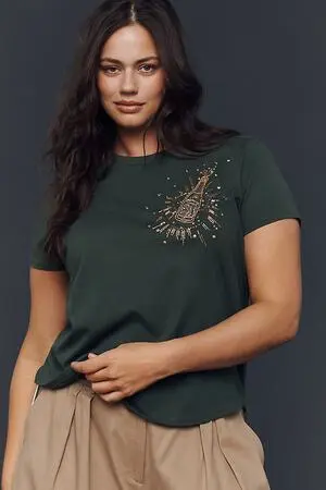 PILCRO Embroidered Tee - Green