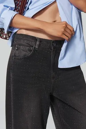 Ag Hattie Embellished High-rise Taper Jeans