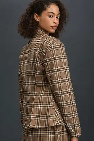 ROWING BLAZERS Plaid Pleated Blazer Jacket