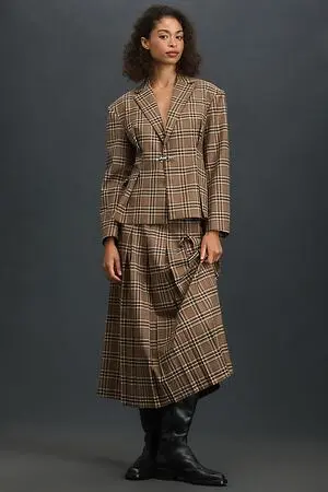 ROWING BLAZERS Plaid Pleated Blazer Jacket