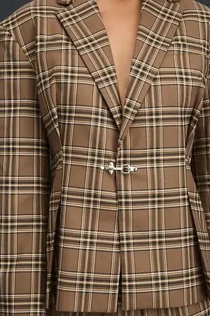 ROWING BLAZERS Plaid Pleated Blazer Jacket