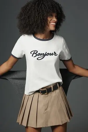 RAISONNEL Bonjour Graphic Ringer Tee - Navy